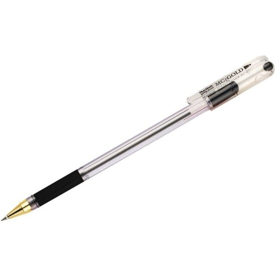 Ручка шариковая Munhwa "MC Gold", черная, 0,5мм, грип, штрих-код