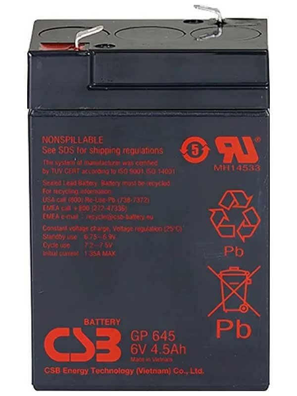 Аккумуляторная батарея для ИБП CSB GP645 (6В, 45Ач)