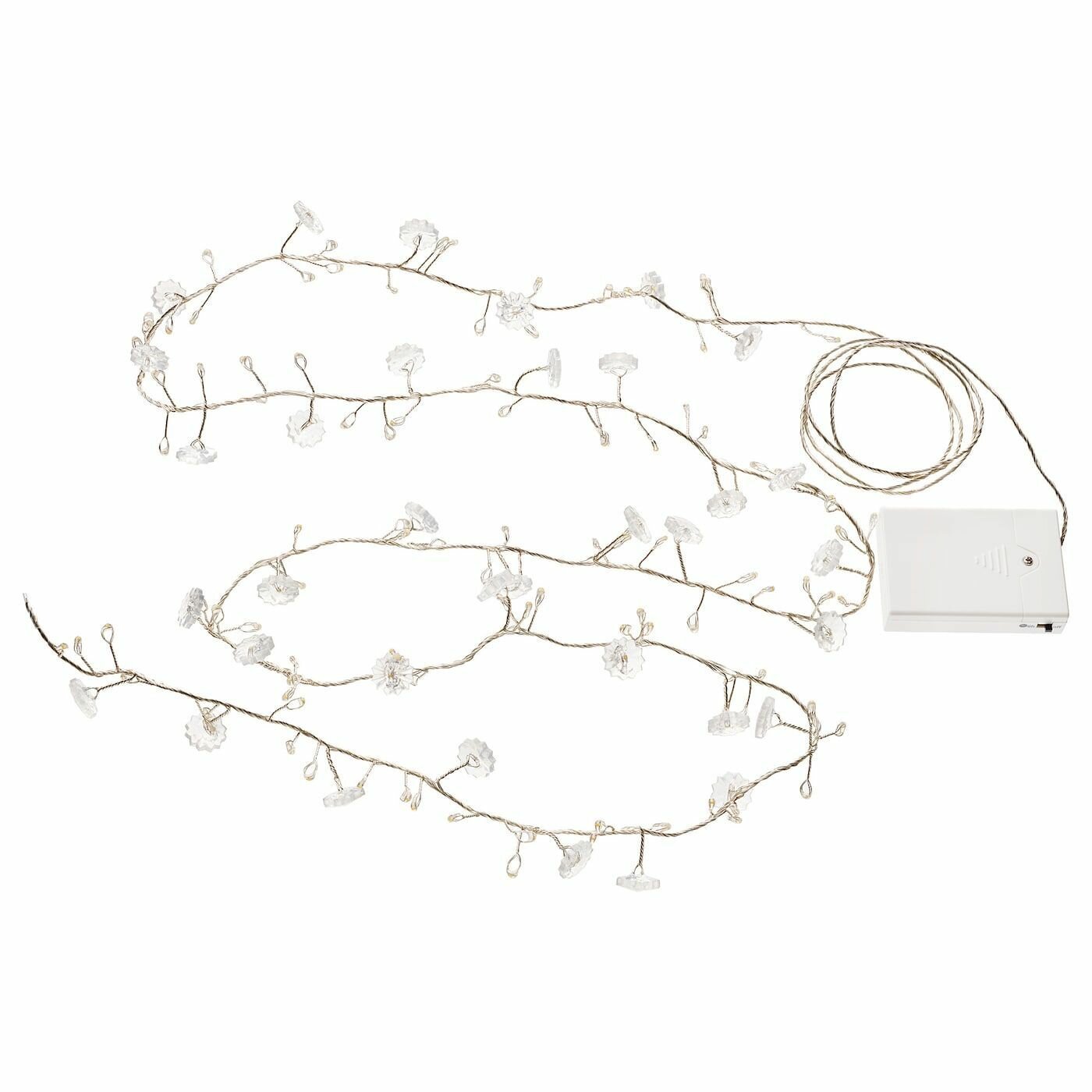 STARLA Светодиодная гирлянда IKEA, 140 лампочек с батарейным питанием цветок/прозрачный (70503125)