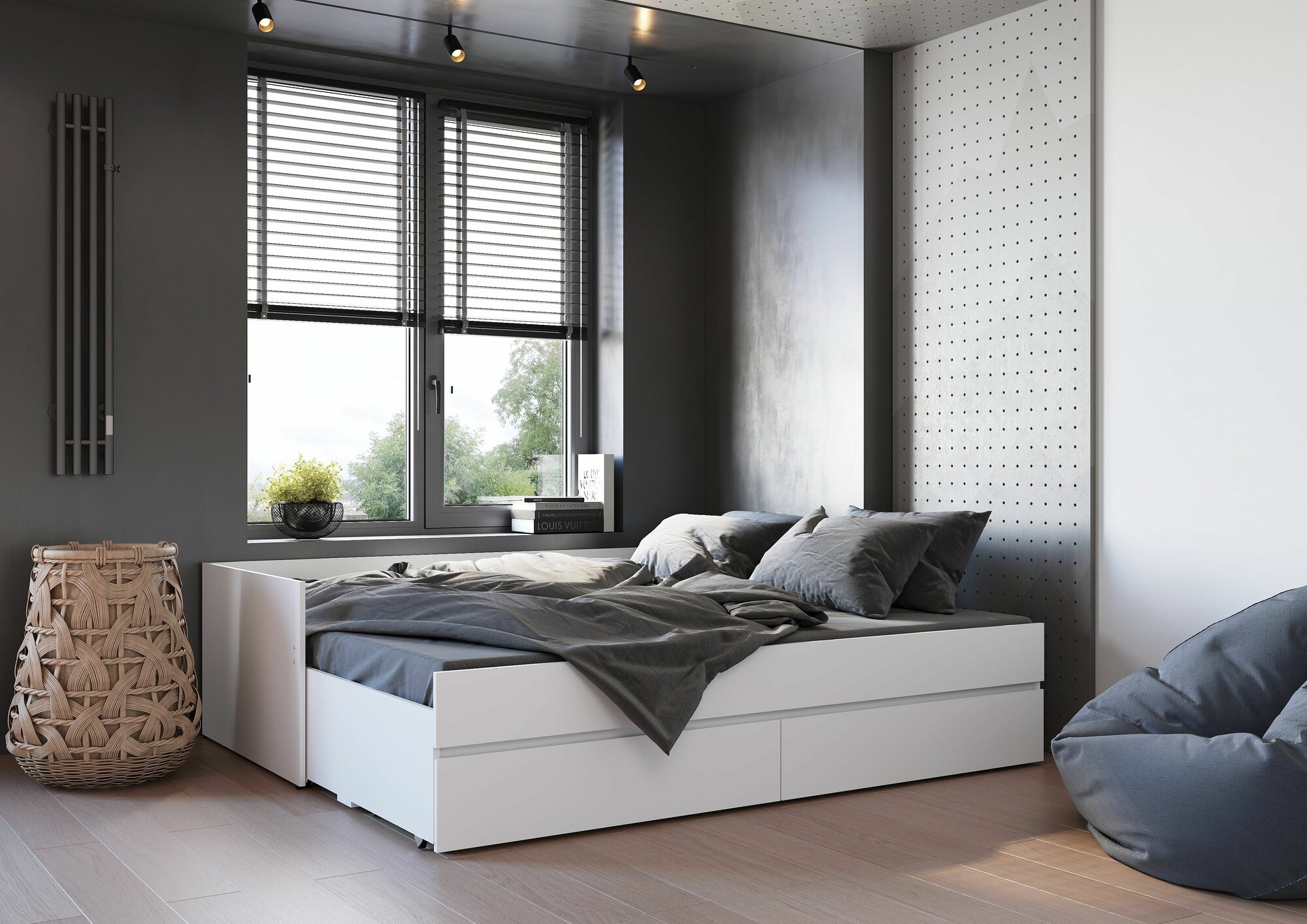 Кровать-трансформер Мебелони "Симпл", для детей, с ящиком, 200х180х58 см