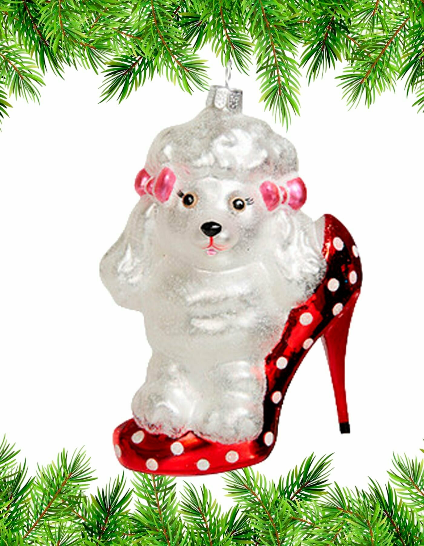 Игрушка на елку Пудель "Любители туфель" 11см