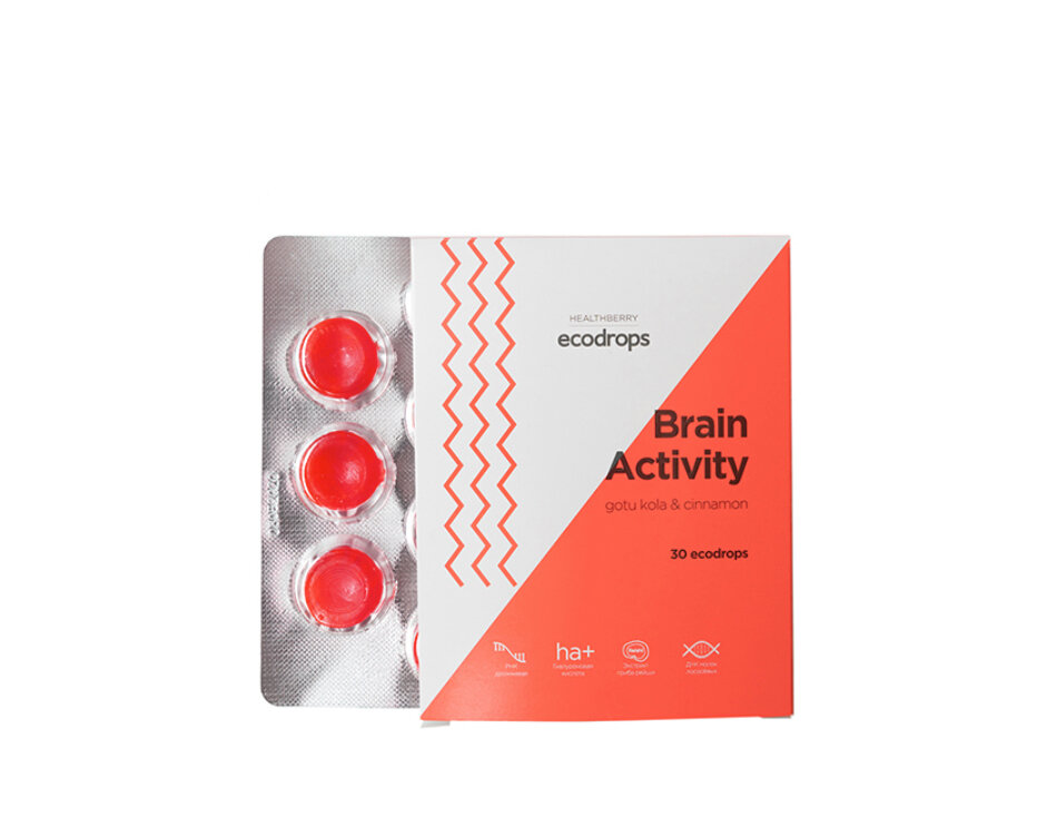 Леденцы для улучшения мозговой деятельности Healthberry Ecodrops Brain Activity, В упаковке: 30 шт по 3.2 г в zip-пакете. GreenWay