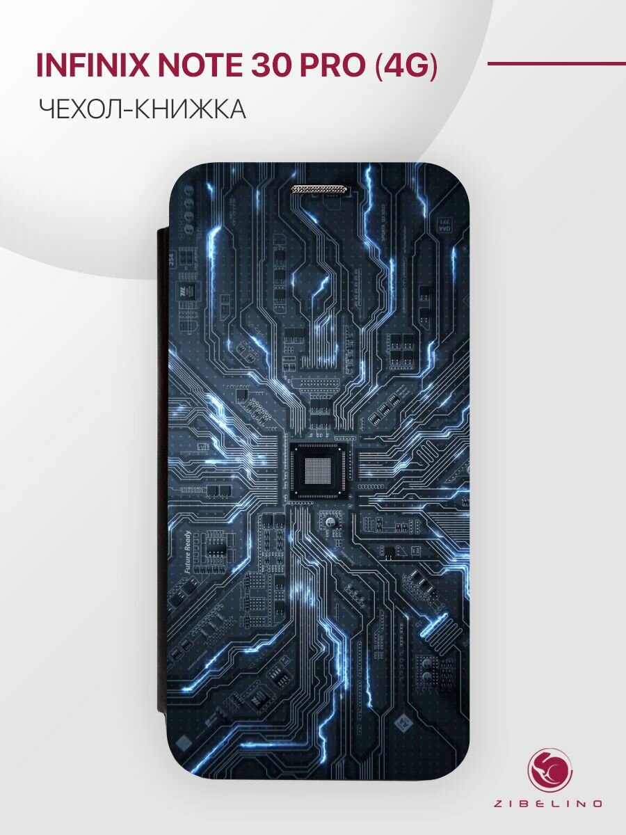 Чехол для Infinix Note 30 Pro 4G с магнитом, черный с принтом токи микросхемы / Инфиникс Нот 30 Про