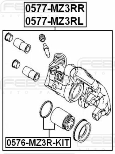 Суппорт тормозной задний правый Mazda 3 Ford Focus 0577-MZ3RR Febest