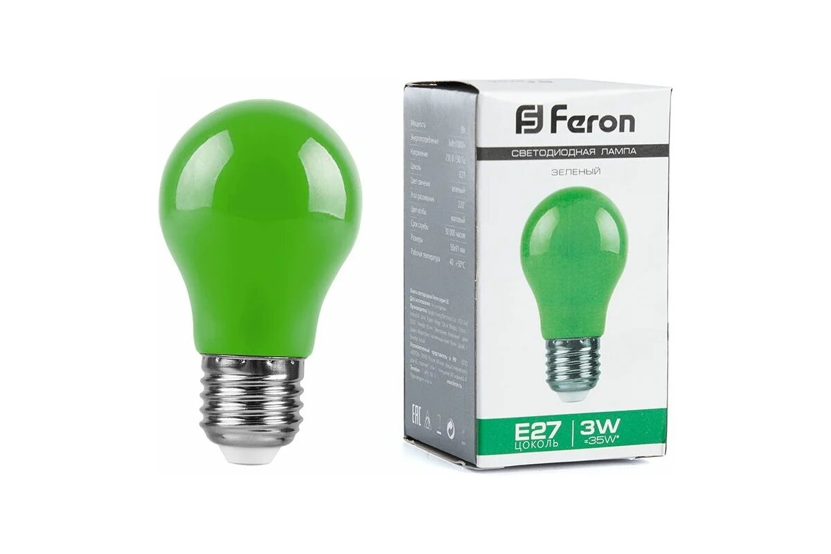 FERON светодиодная лампа 3W 230V E27 зеленый LB-375 25922 долговечный корпус