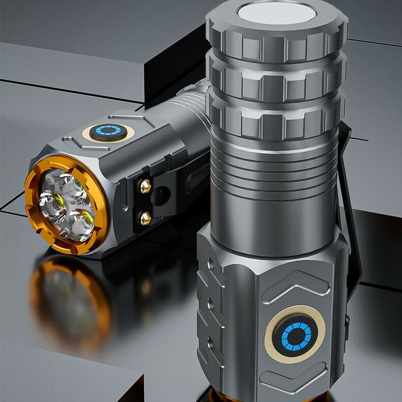 Трехглазый маленький монстр фонарик многофункциональный алюминиевый мини-фонарик сильный свет Мощная версия (проводка