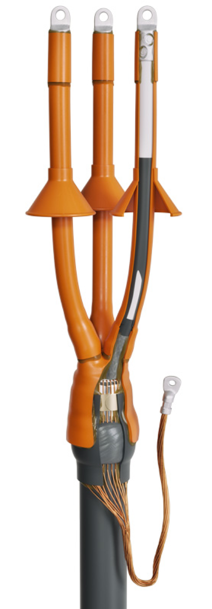 Муфта кабельная концевая КВТ 3ПКНТп-10-70/120-Б наружной установки, изоляция из сшитого полиэтилена до 10кВ с болтовыми наконечниками, 3 жилы / электрика