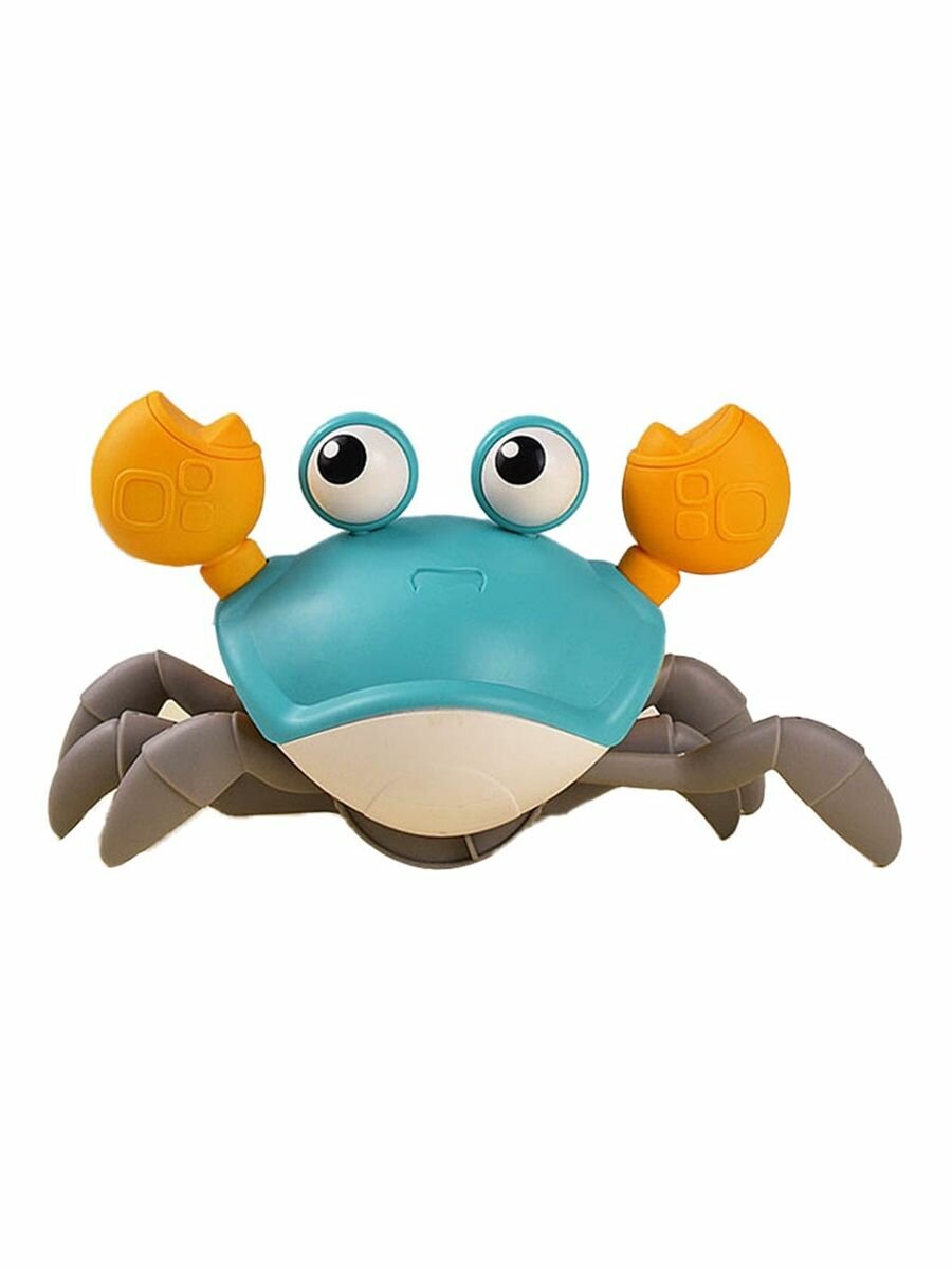 Зеленая электрическая игрушка-краб с музыкальной подсветкой, автоматическим обходом препятствий, перезаряжаемая игрушка для ползания для детей, на батарейках