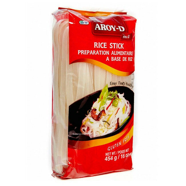 Лапша рисовая Aroy-D 10 мм для приготовления азиатских блюд 454 г, Таиланд