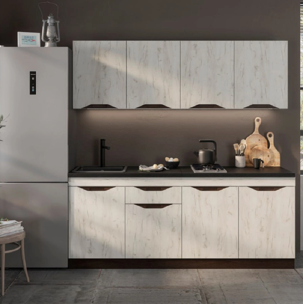 Кухонный гарнитур Паола 200х216х60 см, цвет венге/дуб крафт белый