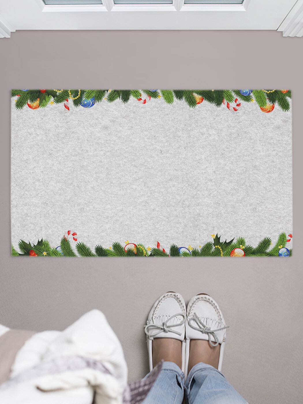 Коврик придверный в прихожую с принтом "Новогодние края" 45 на 75 см , JoyArty, серия Новый год