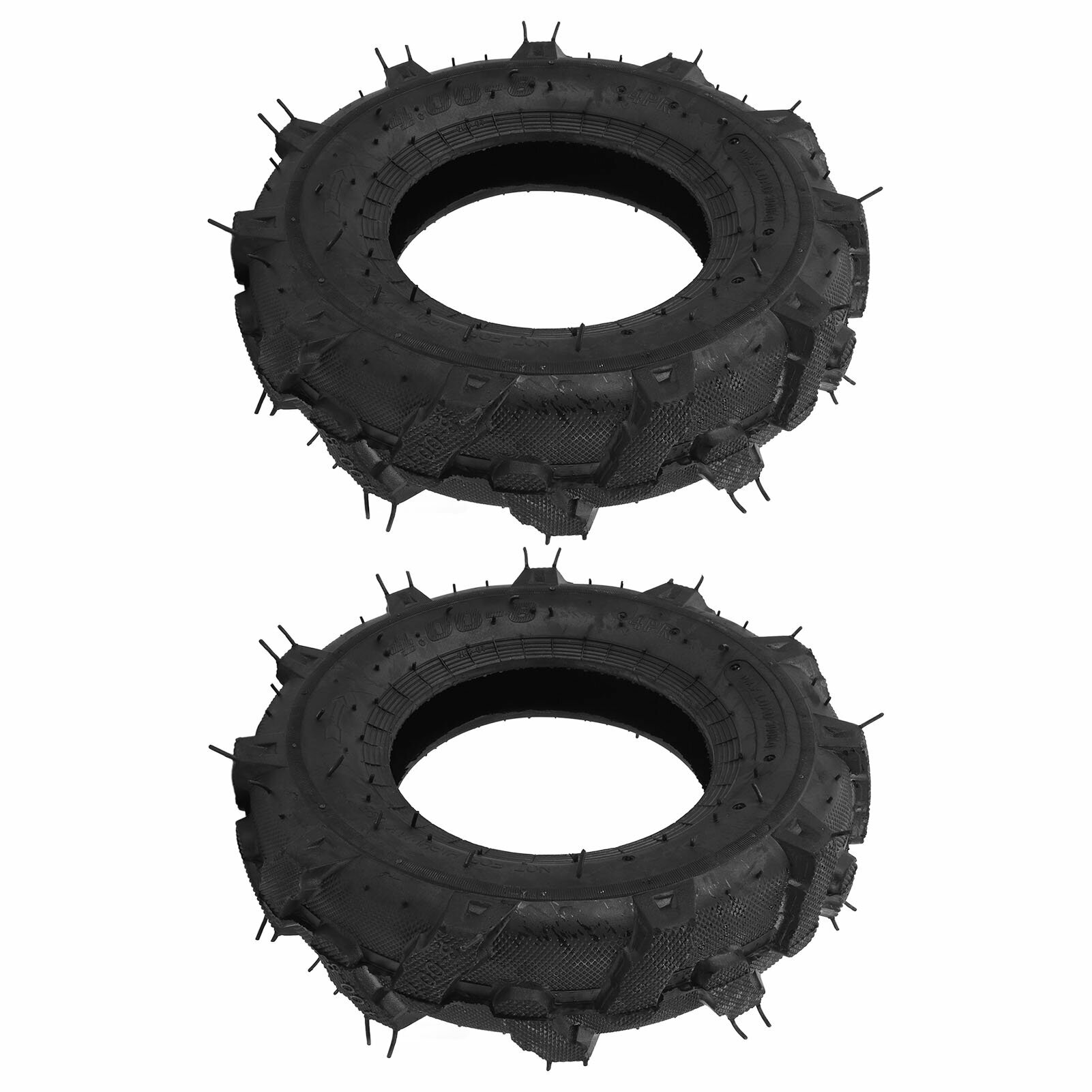 Комплект из 2 4.00-8 бескамерных шин 4 слоя грузоподъемностью 672 фунта резиновые шины для садового трактора для культиватора траншеекопателя снегоочистителя