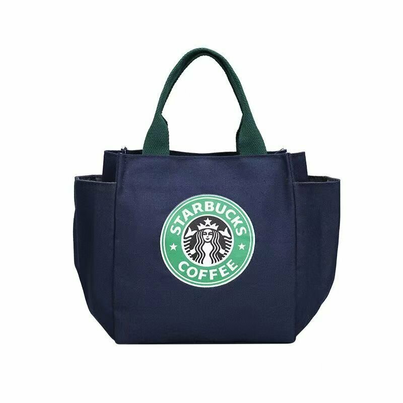 Большая холщовая сумка Starbucks с отделениями для бутылок с водой и зонтов.