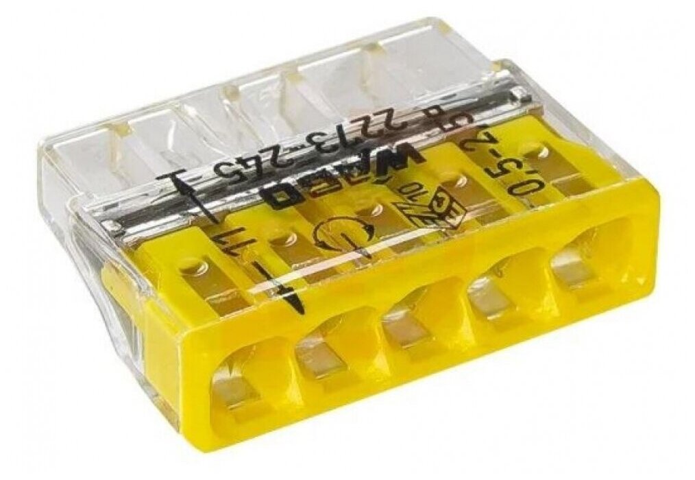 Соединительная клемма WAGO 5-ти проводная с пастой 2273-245 6 шт. в блистере 2588, 6 шт тип изделия