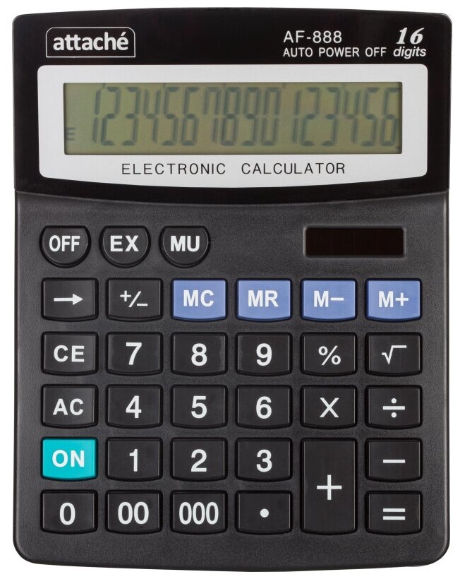 Калькулятор настольный Attache AF-888 16 разрядный черный 210x165x48 мм 1559247 PN-2838-16