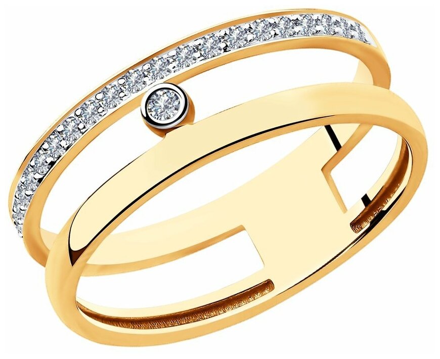 Кольцо, красное золото, 585 проба, бриллиант