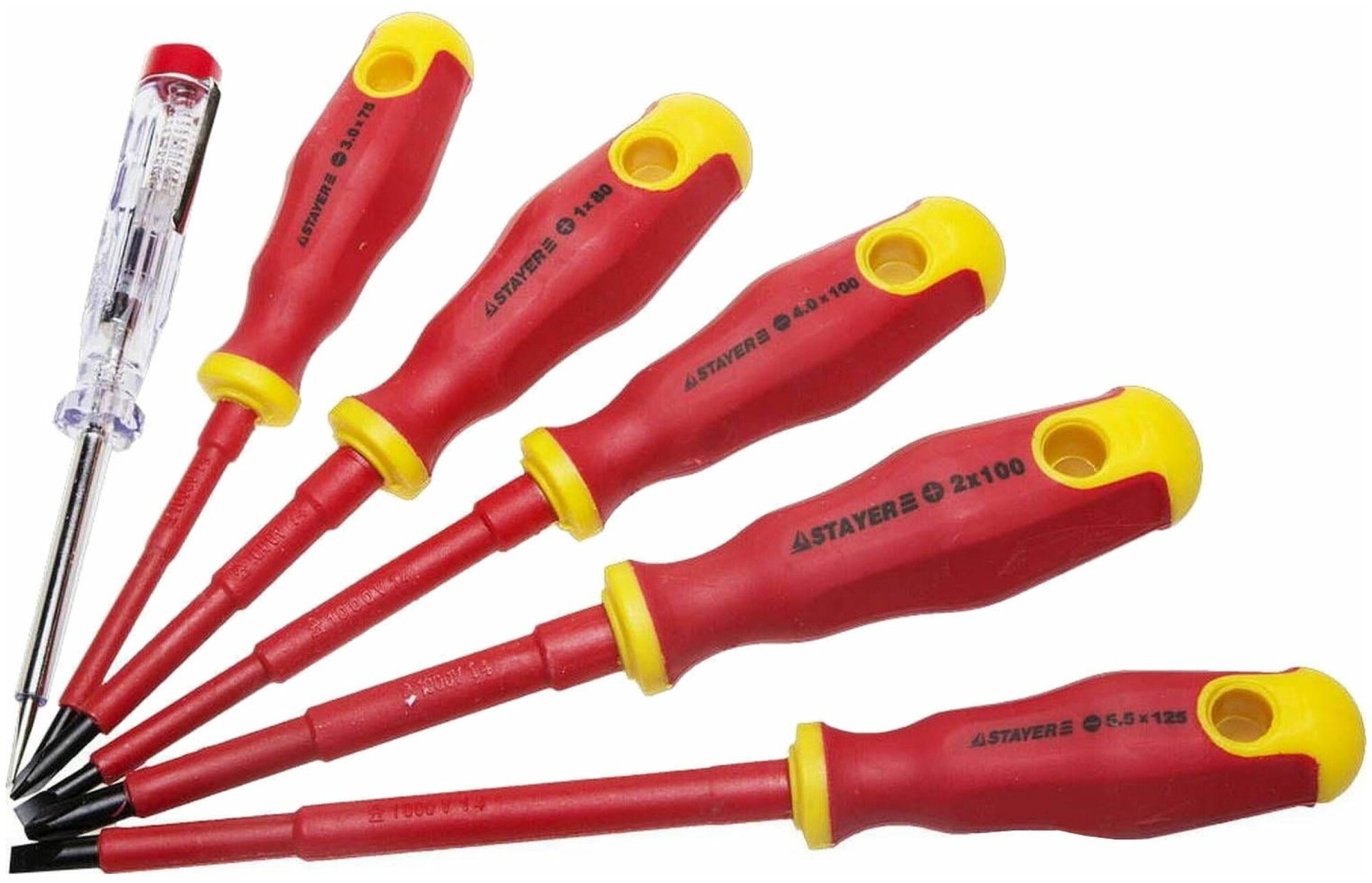 Набор STAYER "PROFI" "ELECTRO": Отвертки диэлектрические, тестер, 100-250В, Cr-V, 6шт