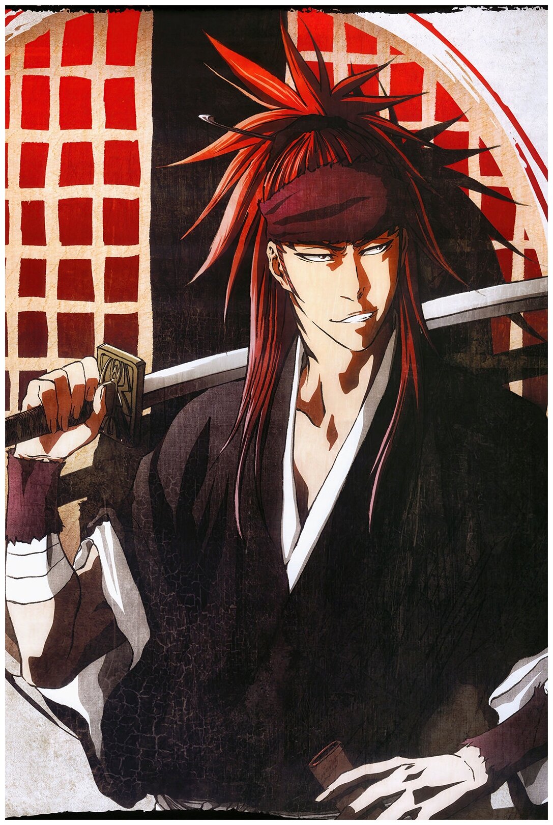 Постер / Плакат / Картина Блич. Рендзи Абараи с клинком 50х70 см в подарочном тубусе