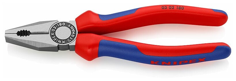 Плоскогубцы комбинированные, 180 мм, фосфатированные, 2-комп ручки KNIPEX KN-0302180