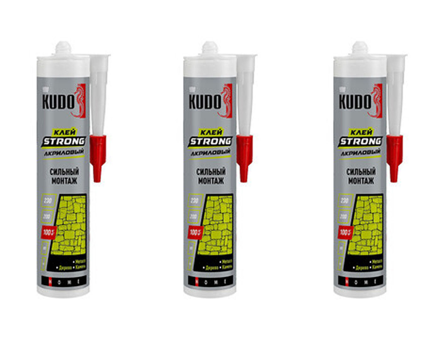 Клей монтажный акриловый Kudo Home Strong белый 280 мл (3 шт.)