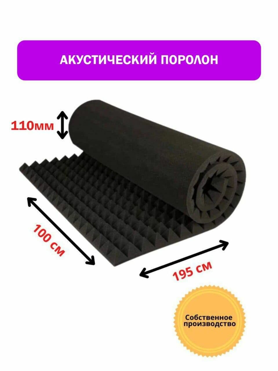 Акустический поролон Пирамида 110 мм лист 2 метра на 1 метр