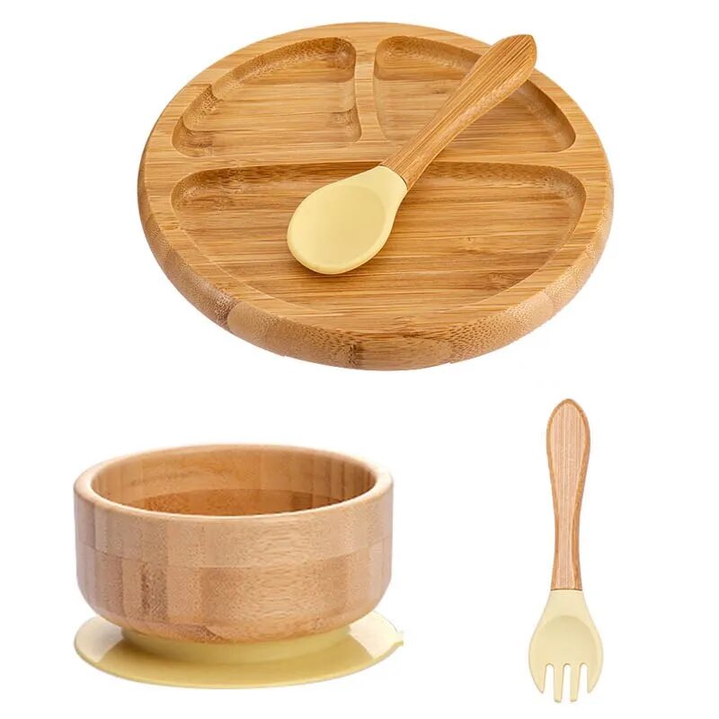 Детская бамбуковая посуда 4 шт. Бежевый, 4pcs-U