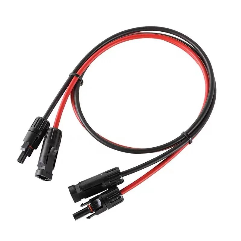 Солнечный кабель с разъемами 6/4/2.5 мм2 10/12/14 AWG 10 AWG-6mm2, 3m black and 3m red