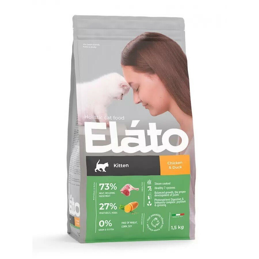 Elato_ Сухой корм Elato Holistic для котят с курицей и уткой, 1,5кг 1.5 кг
