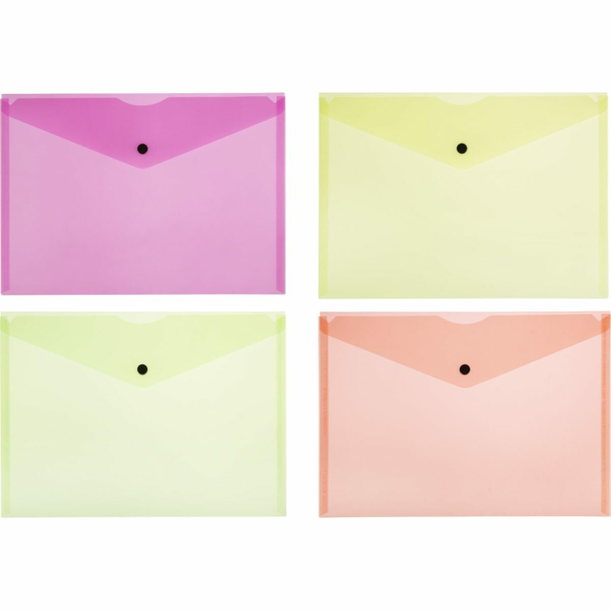 Папка-конверт на кнопке Attache Neon (А4, 180мкм) 8шт.