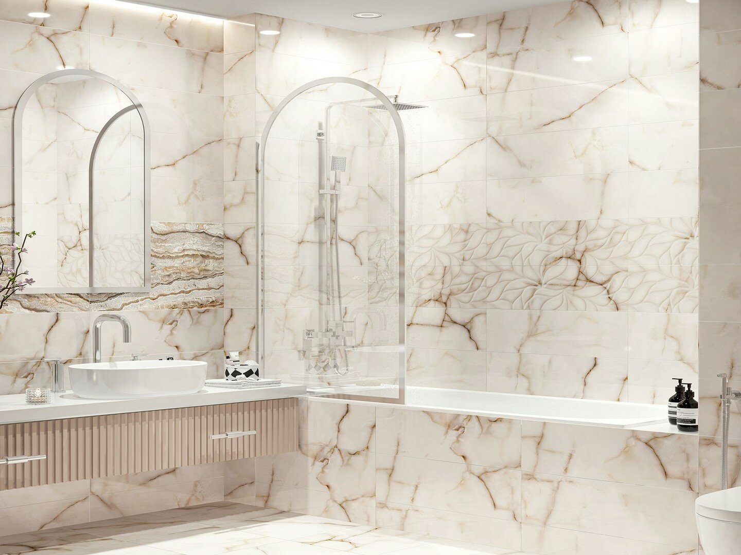 Плитка Eletto Ceramica Rosa Portogallo 24.2x70 508381201 мрамор гладкая, глянцевая Глазурованная, изностойкая