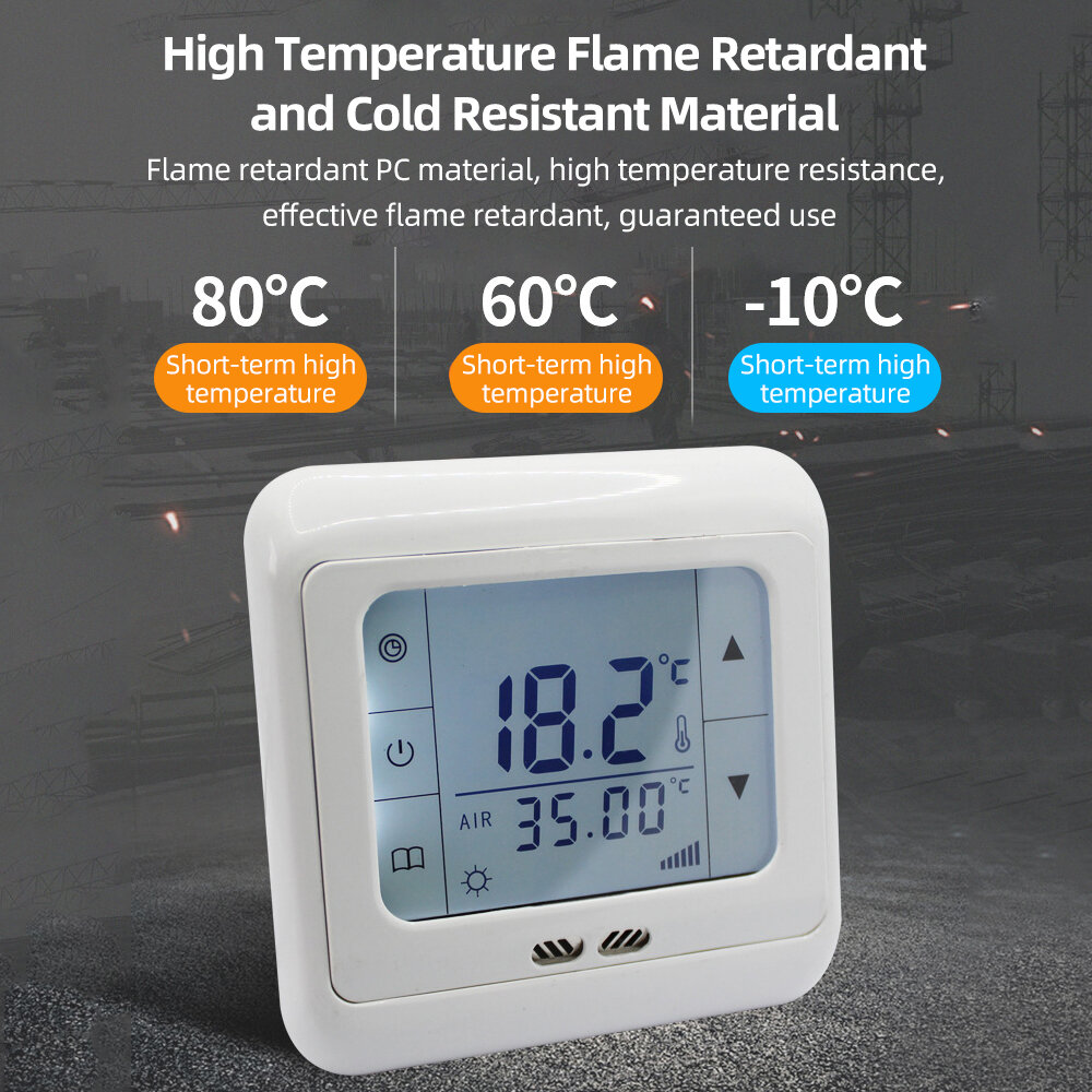 Электрический нагревательный термостат 0-99 (℃) 16000 (мА) Сенсорный ЖК-экран Термостат для теплого пола Контроллер 16A Электрическая нагревательная пленка Нагревательный кабель