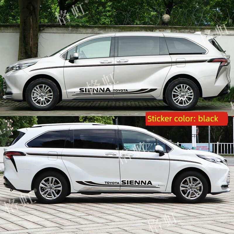 Наклейки для боковины Toyota Sienna - обычный материал, черный цвет, комплект для украшения автомобиля