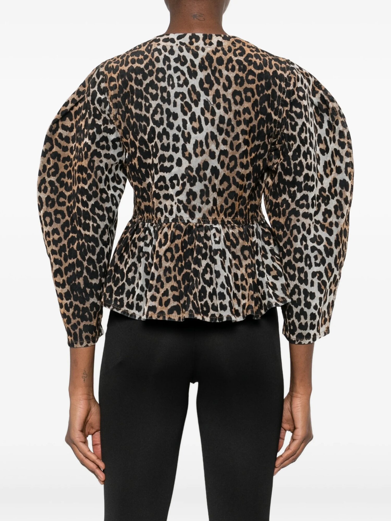 Куртка GANNI Animal-print fitted jacket, размер 34, brown — фото 1