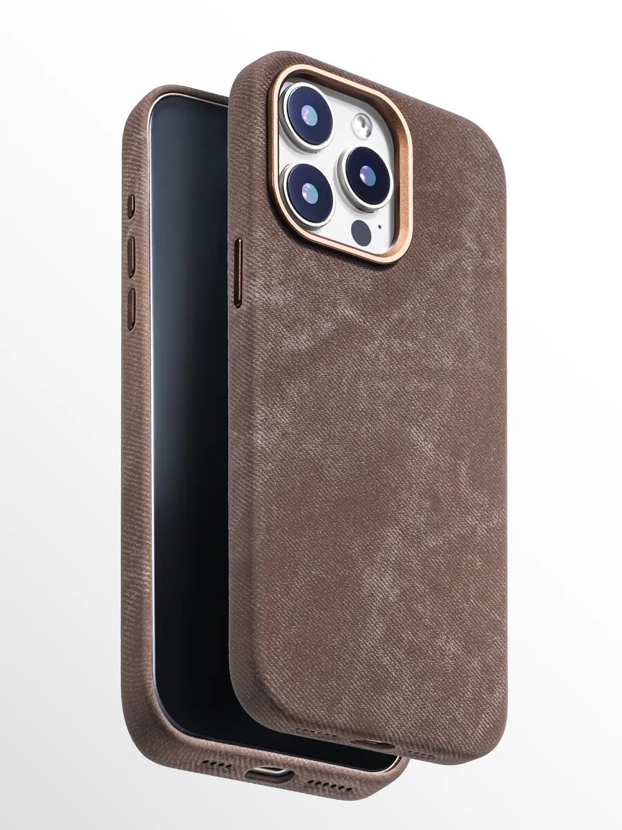 Чехол О'кейси, для iPhone 15 Pro Max, с защитой камеры, коричневый