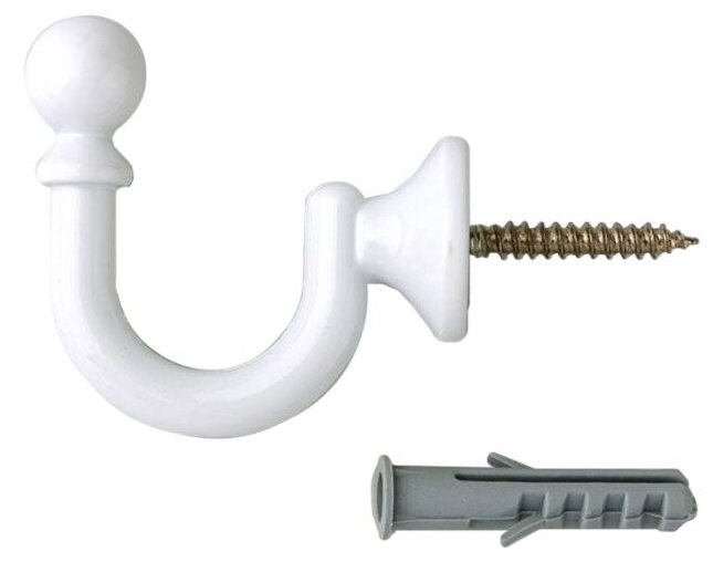 Крючок стеновой 35 мм Белый глянец, 1 шт.