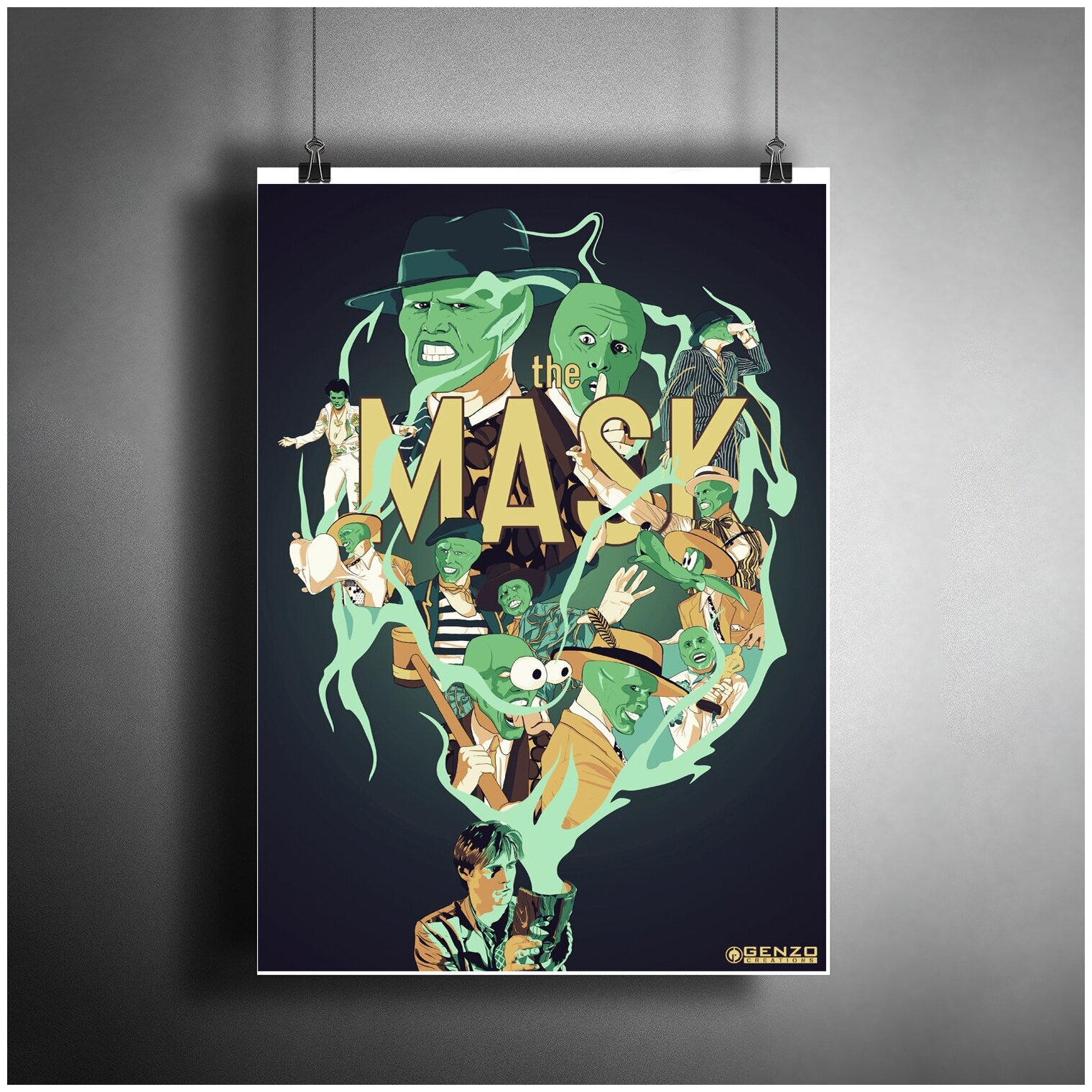 Постер плакат для интерьера "Фильм: Маска. Джим Керри, Кэмерон Диаз. The Mask"/ Декор дома, офиса, комнаты A3 (297 x 420 мм)