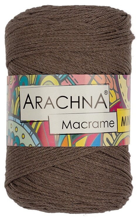 Пряжа ARACHNA "Macrame Mini" 4 шт. по 250 г 200 м 80% хлопок, 20% полиэстер №26 св. коричневый