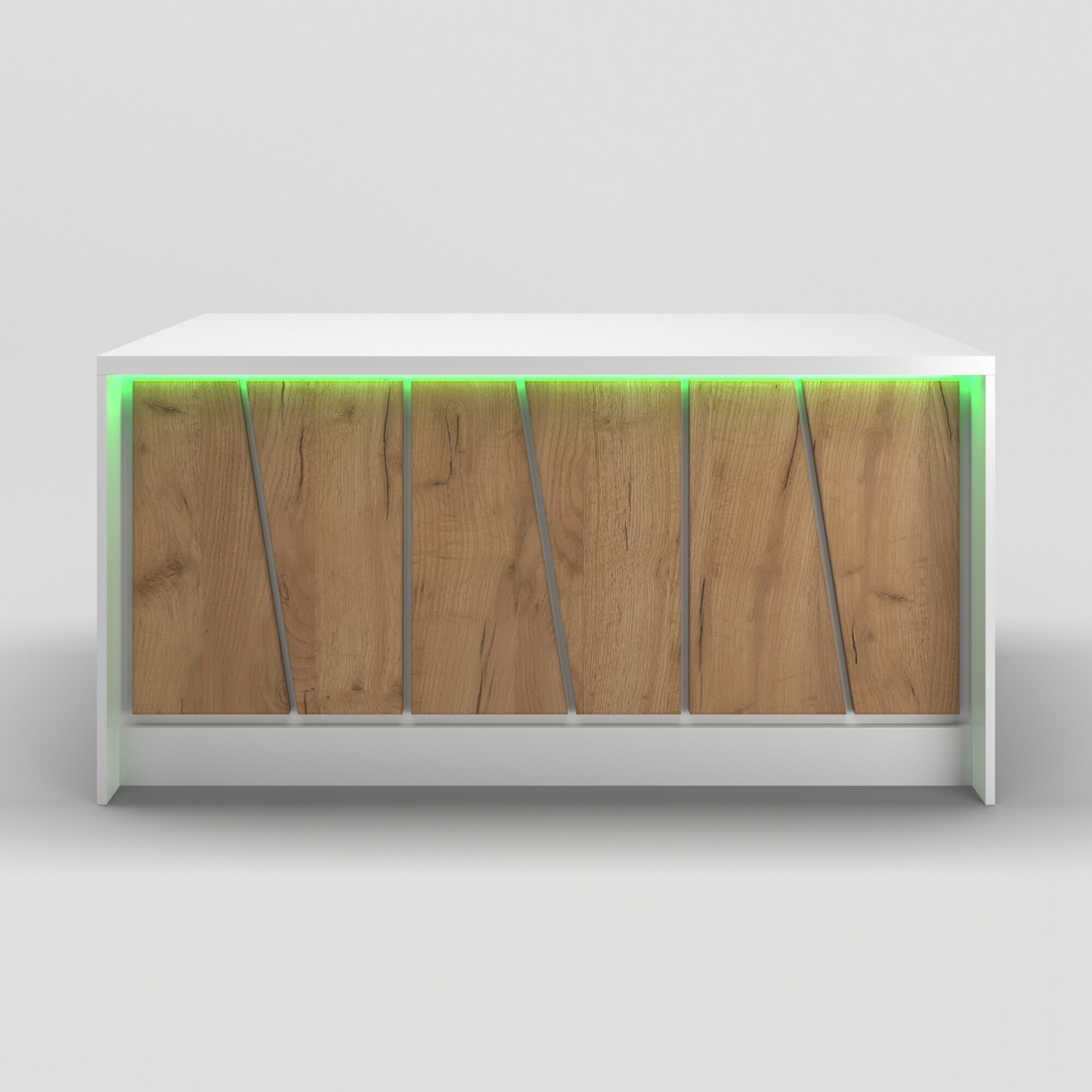 Письменный Стол 3D Белый + Дуб Вотан, 1500х600х750, С Подсветкой RGB