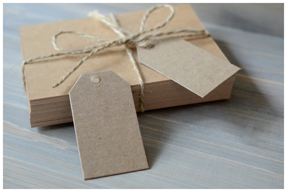Бирки картонные для упаковки подарков, крафт, Теги, 4х7 см, 30 шт