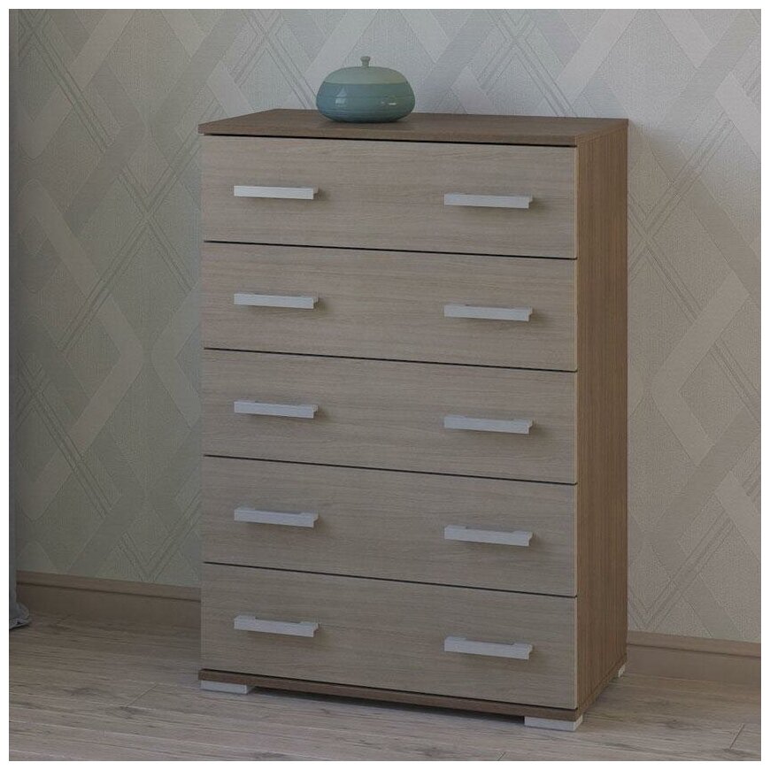 Комод узкий 5 ящиков 70х37.4х101.6 см. МагМебель 97 ясень тёмный, ясень светлый