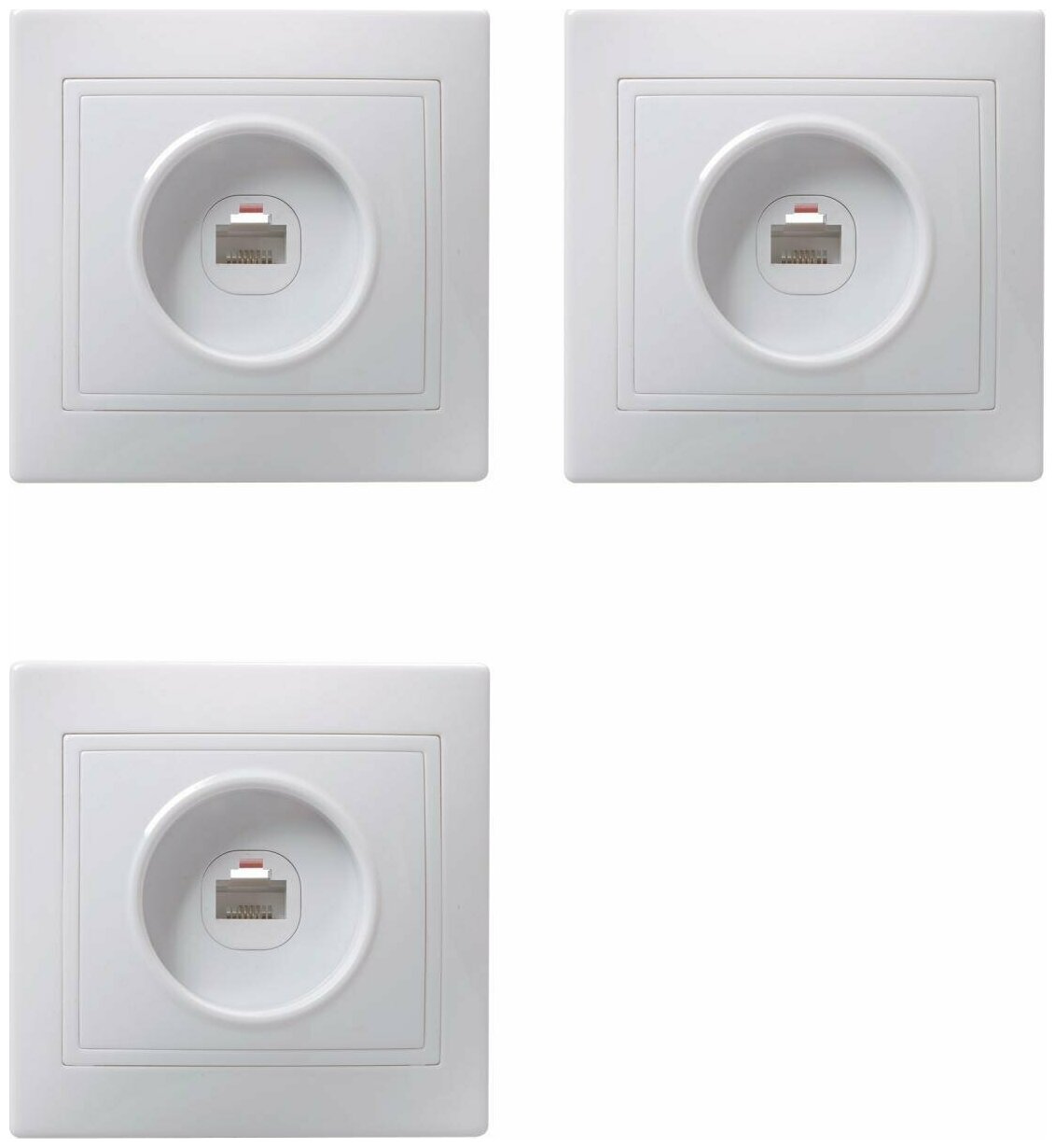 Розетка компьютерная IEK Кварта RJ45 категория 5е белая (комплект из 3 шт)