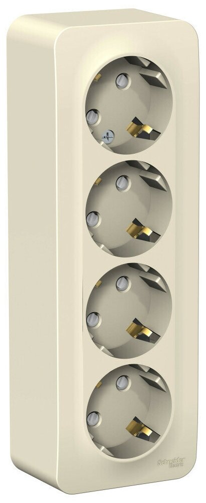 Розетка 4-ая молочная Schneider Electric Blanca с заземлением с шторками 16А, 250В, изолир. Пластина