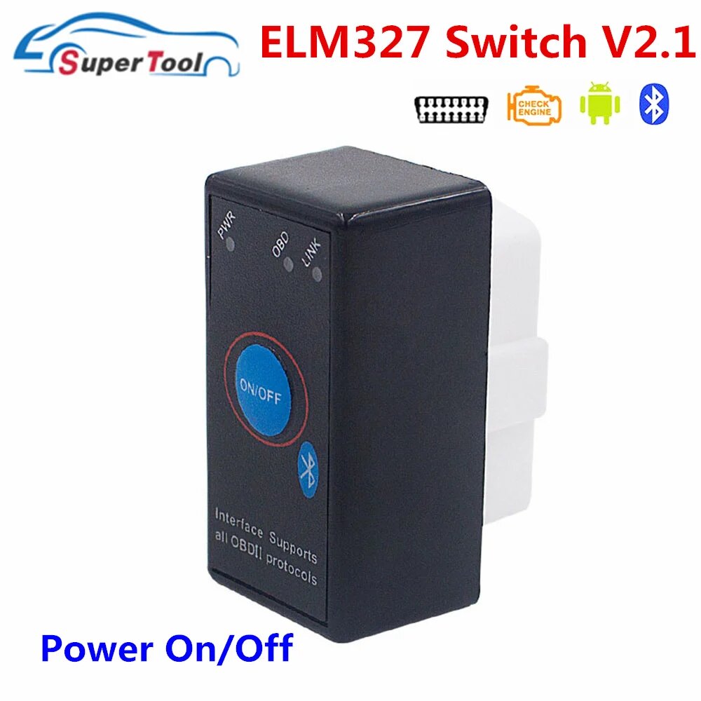 OBD2 Переключатель ВКЛ/выкл ELM327 Bluetooth V2.1 ELM 327 Bluetooth V2.1 сканер кода OBD 2/ii протоколы ELM327 диагностический инструмент для автомобиля