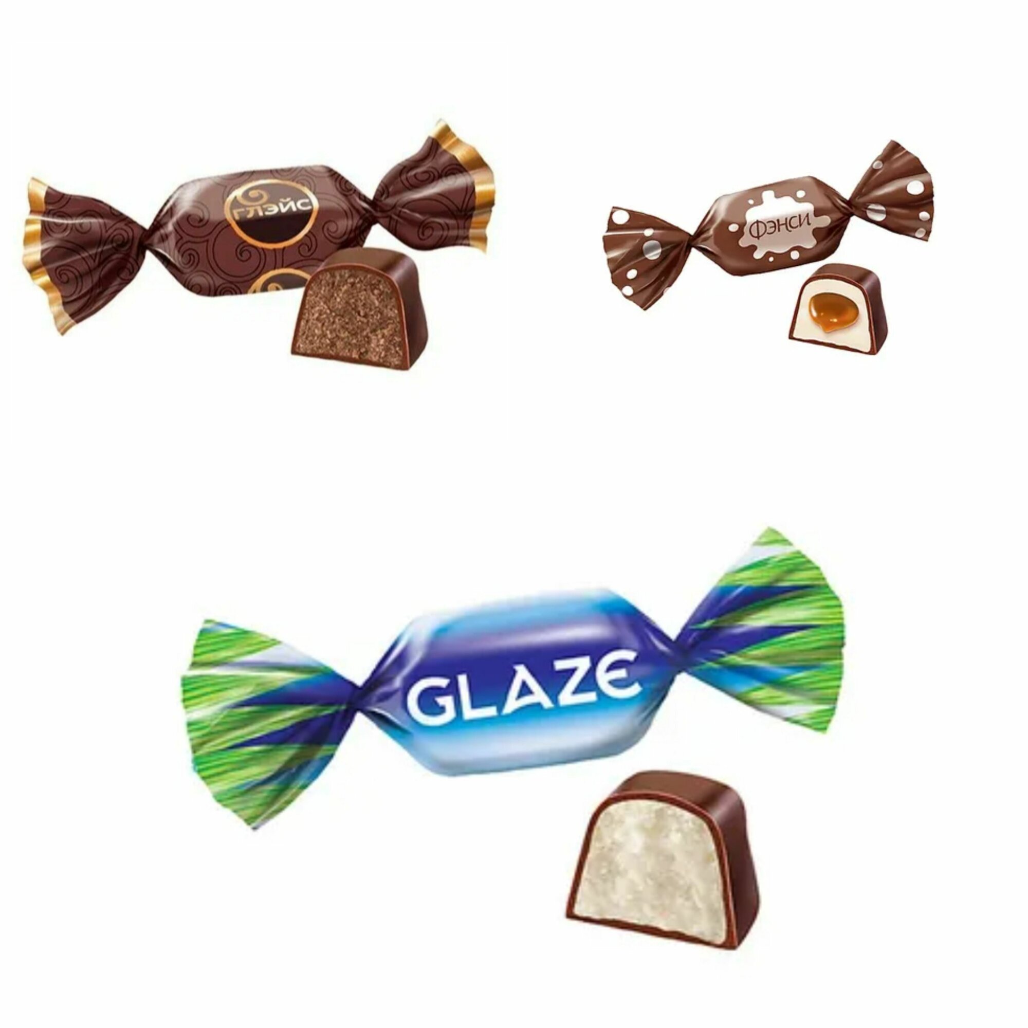 Конфеты ассорти глэйс 2 вида, фэнси 1кг