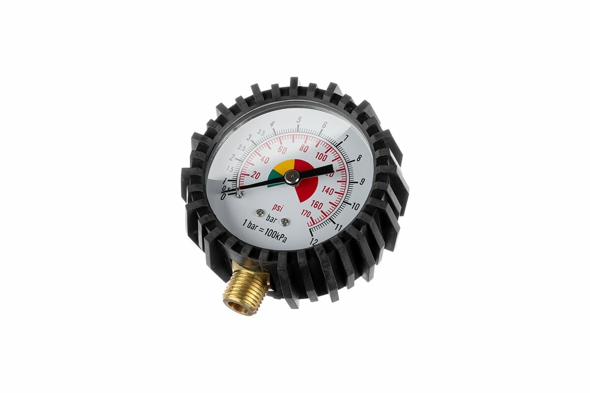 INTERTOOL Манометр к пистолету для подкачки с резиновым покрытием, диаметр 63мм, 1/4 PT-0502