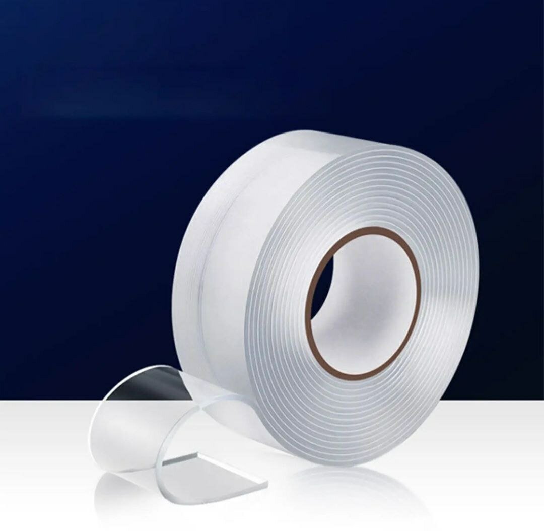 Двусторонний скотч, каучуковая основа, устойчивый к УФ, прозрачный, 27мм х 5м