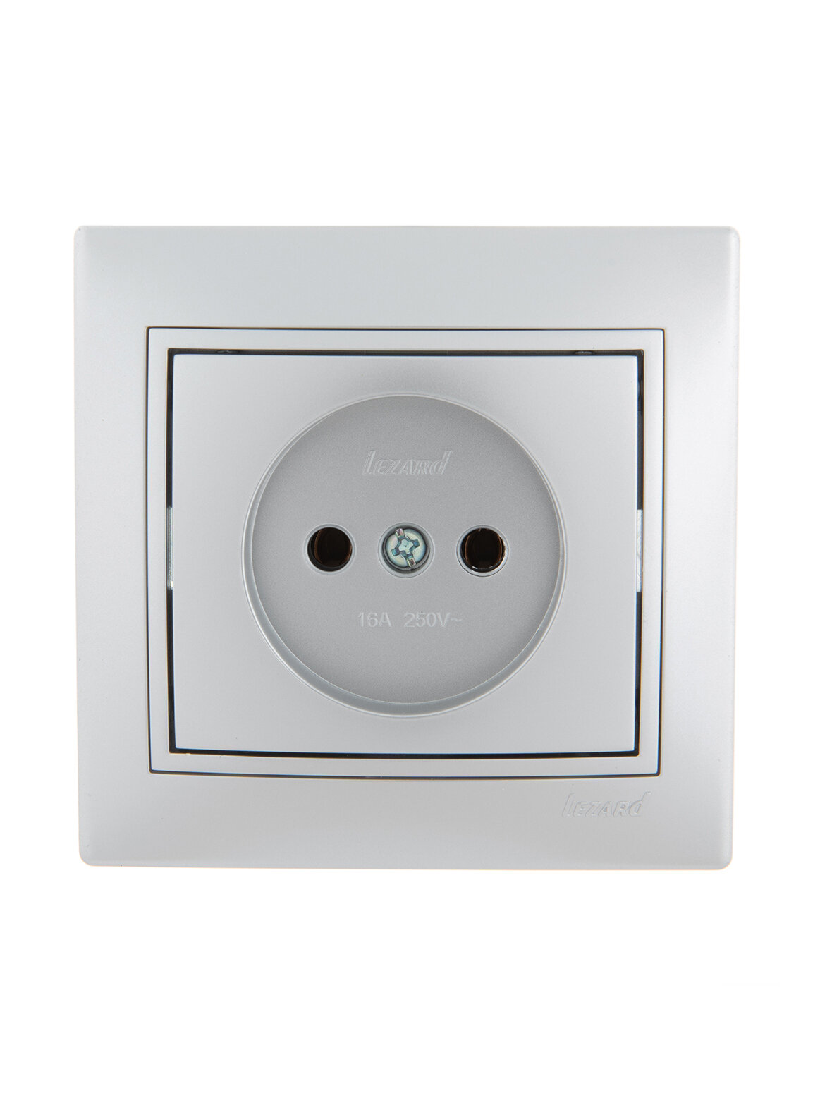 Розетка LEZARD MIRA без заземления керамика метал серый со вставкой