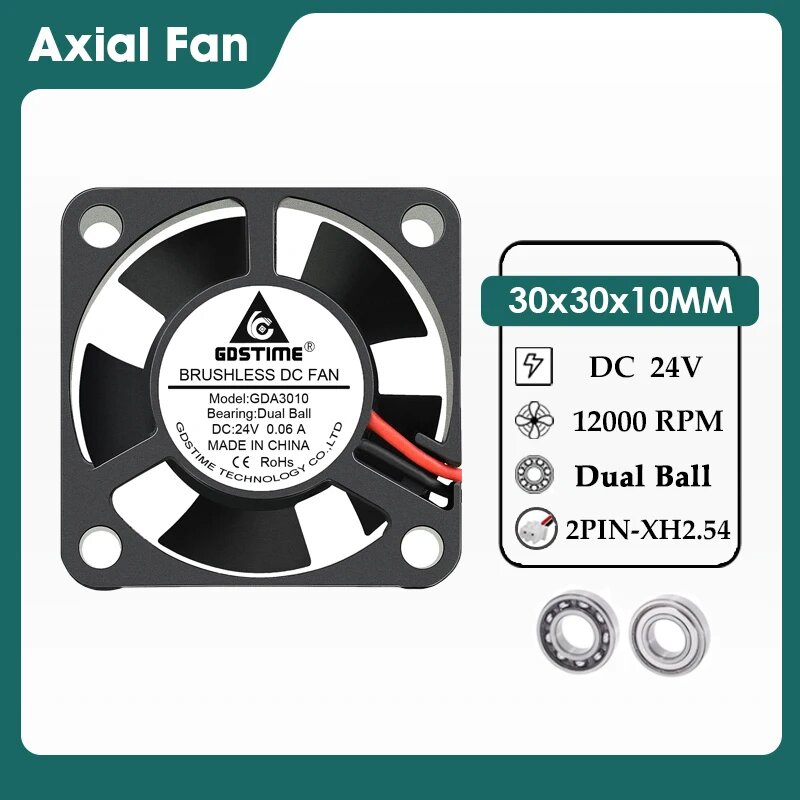 2 шт. gdstime GDA3010 бесщеточный вентилятор охлаждения 30 мм Dual Ball 24V