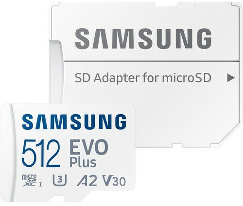 Карта памяти 512Gb MicroSD Samsung EVO Plus + SD адаптер (MB-MC512SA)