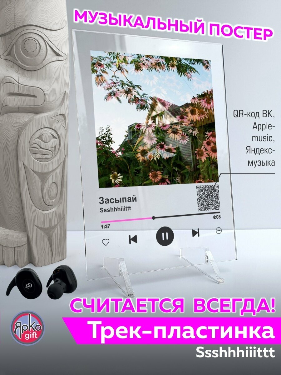 Ssshhhiiittt - Засыпай Spotify-постер 14х20 см/ музыкальная трек-пластинка/ постеры картины для интерьера на стекле/ спотифай сувенир подарок